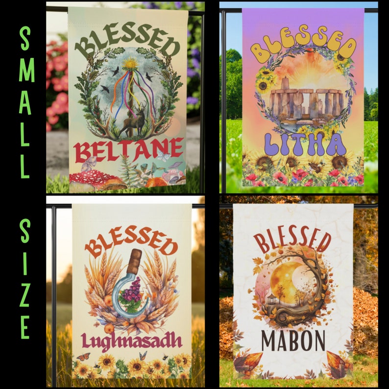Wheel of the Year 8 Sabbats Garden Flags Bundle, Witchcraft Banner Yard ...
