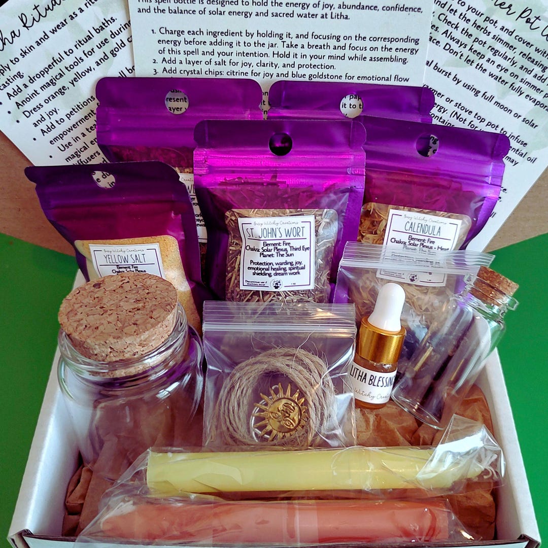 Litha Spell Jar Ritual Kit, Wheel of the Year Witchcraft Set, Beginner ...