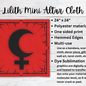 Lilith Altar Cloth Mother of Demons Succubus Tarot Cloth Dark Goddess ...