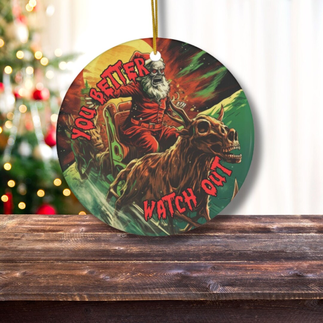 Zombie Santa Goth Christmas Ornament Horror Lover Creepmas Holiday ...