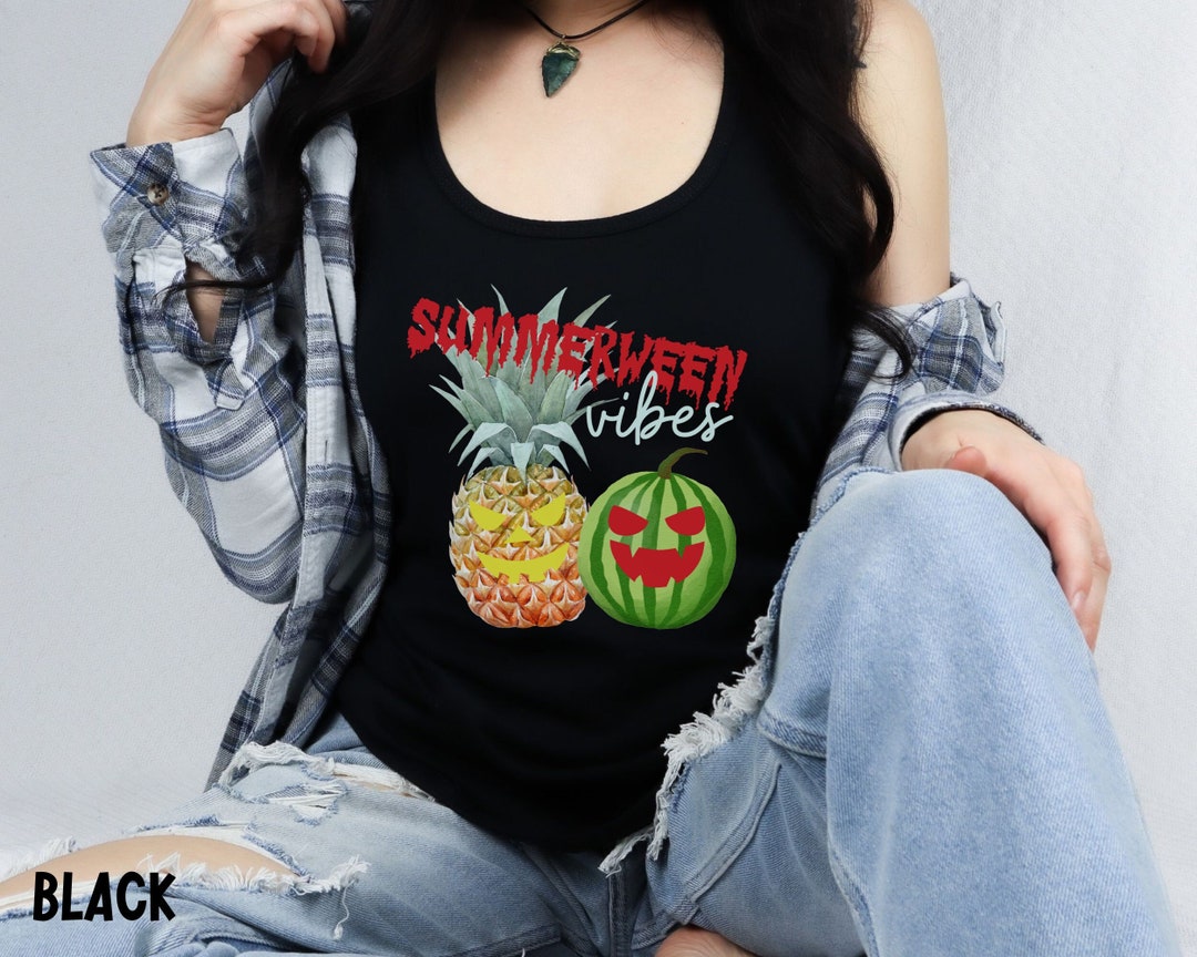 Spooky Summer Shirt Pineapple Watermelon With Jack O Lantern Face Goth ...