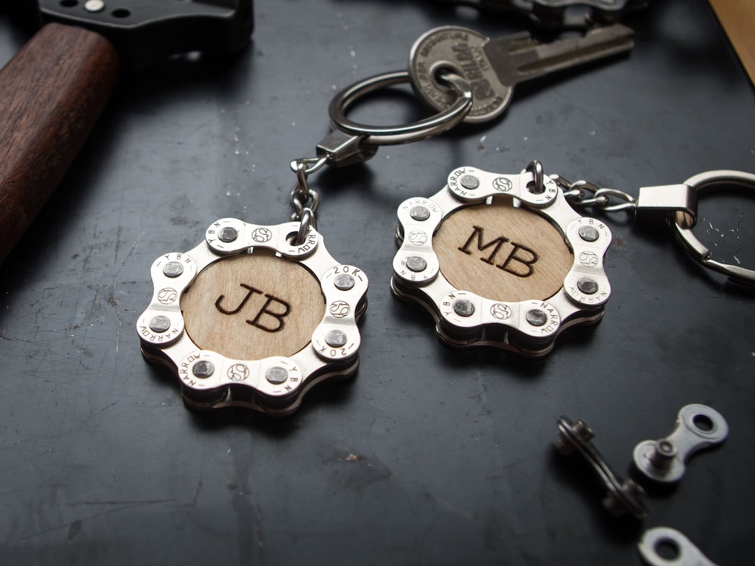 Customizable Bike Chain Keychain, Peronalized Engraved Initials ...