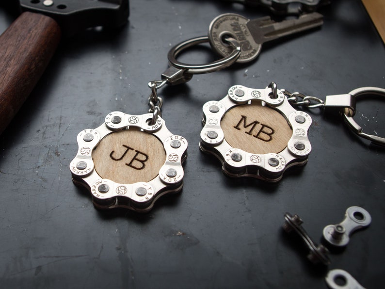 Customizable Bike Chain Keychain, Peronalized Engraved Initials ...