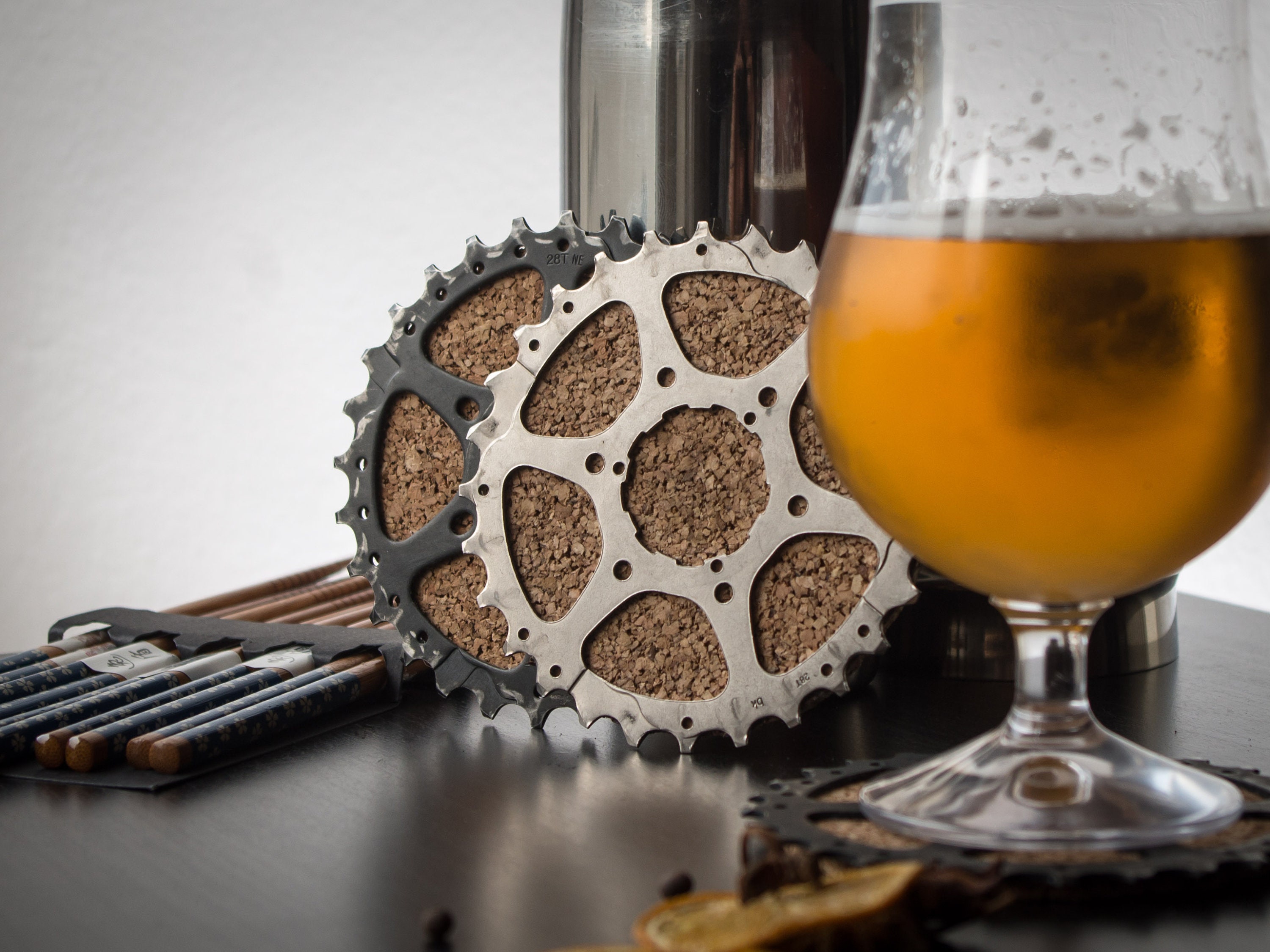 Upcycled Bicycle Sprocket and Cork Coaster, Perfect Gift for Cyclists ...