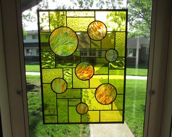 Stained Glass Blue Geometric Panel, Unique Glass Art, One of a Kind ...