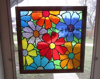 Daisy Stained Glass Window Panel - Etsy