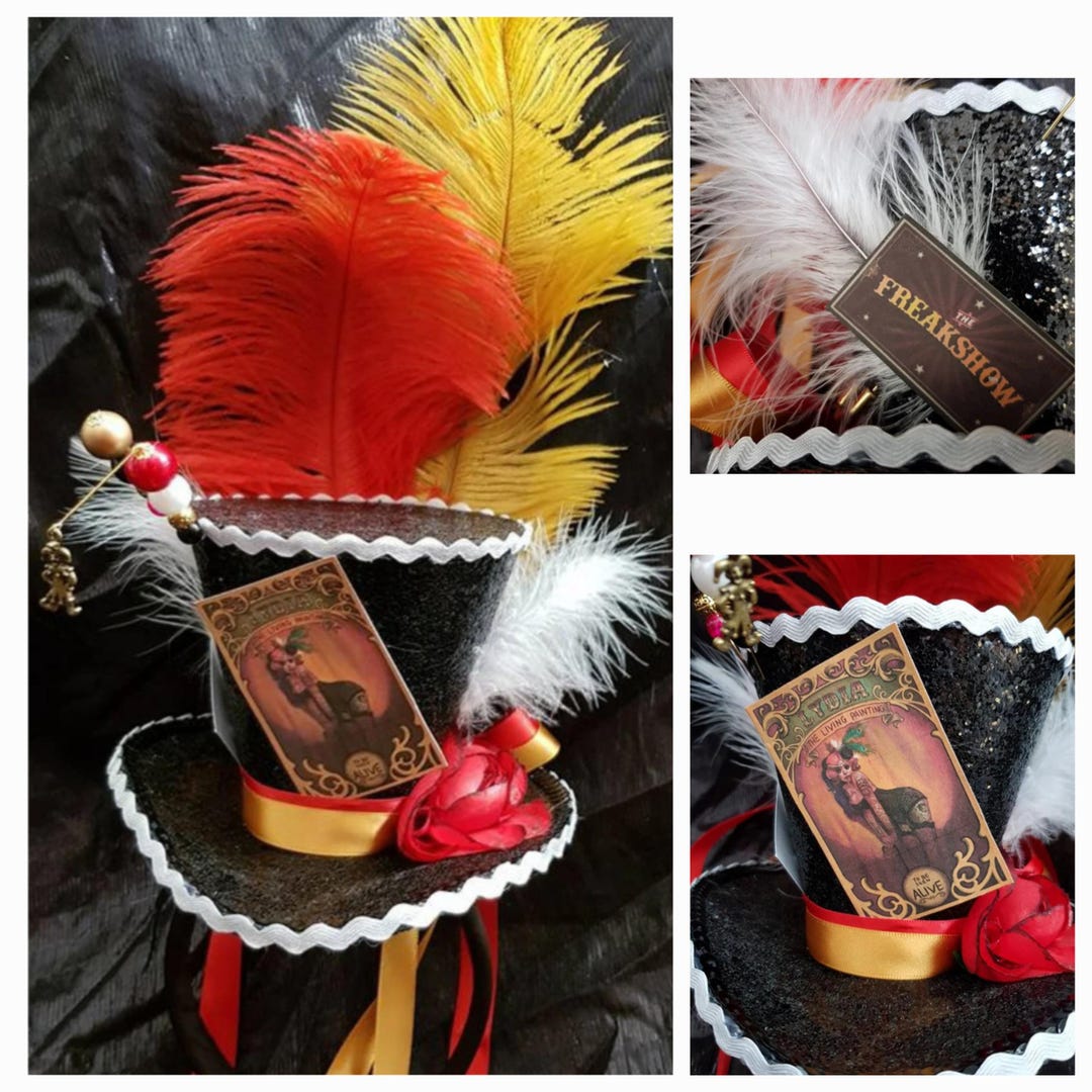 Circus Freak Show Black Mini Top Hat Tattoo Woman Jester Clown Circus ...