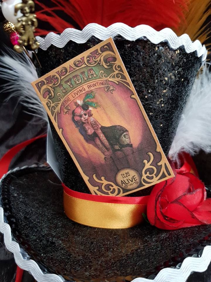 Circus Freak Show Black Mini Top Hat Tattoo Woman Jester Clown Circus ...