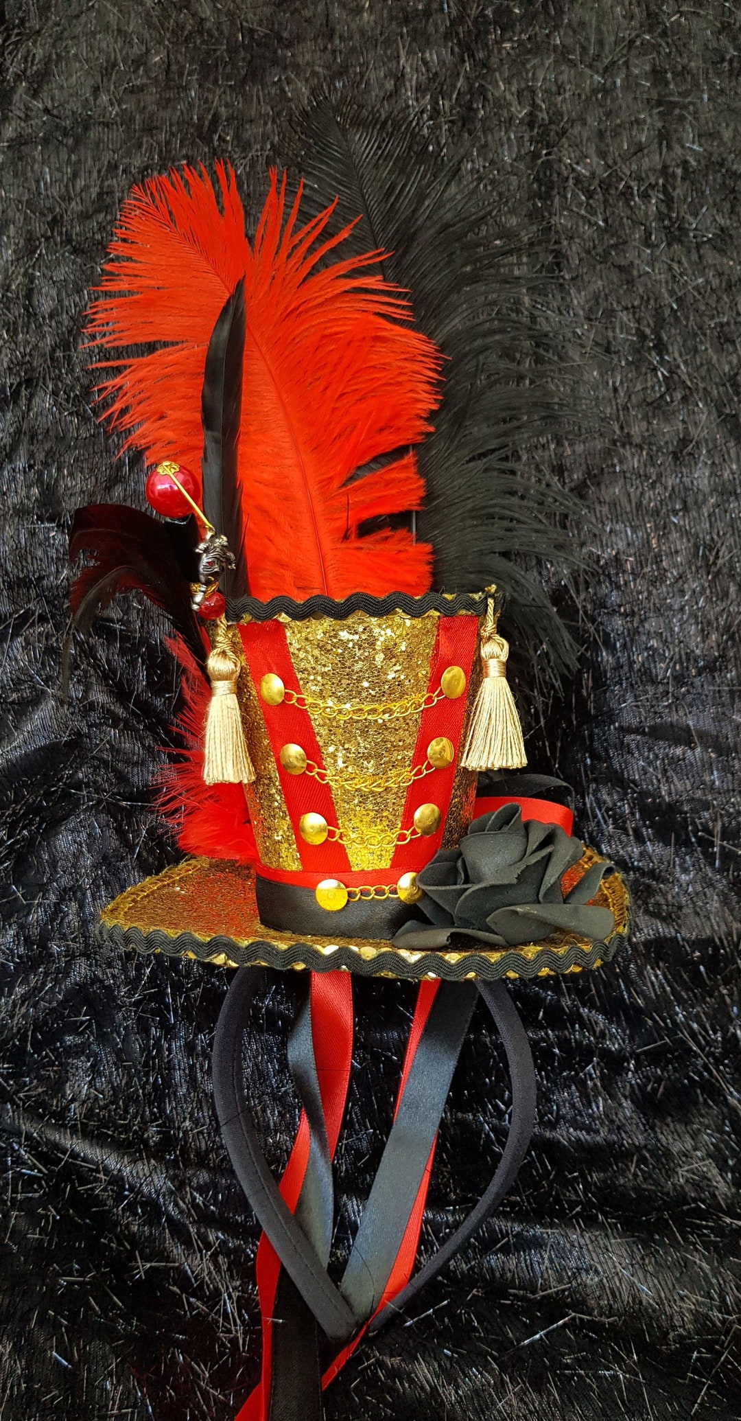 Circus Ringmaster Mini Top Hat Gold Glitter Hatpin Jester Charm Lion ...