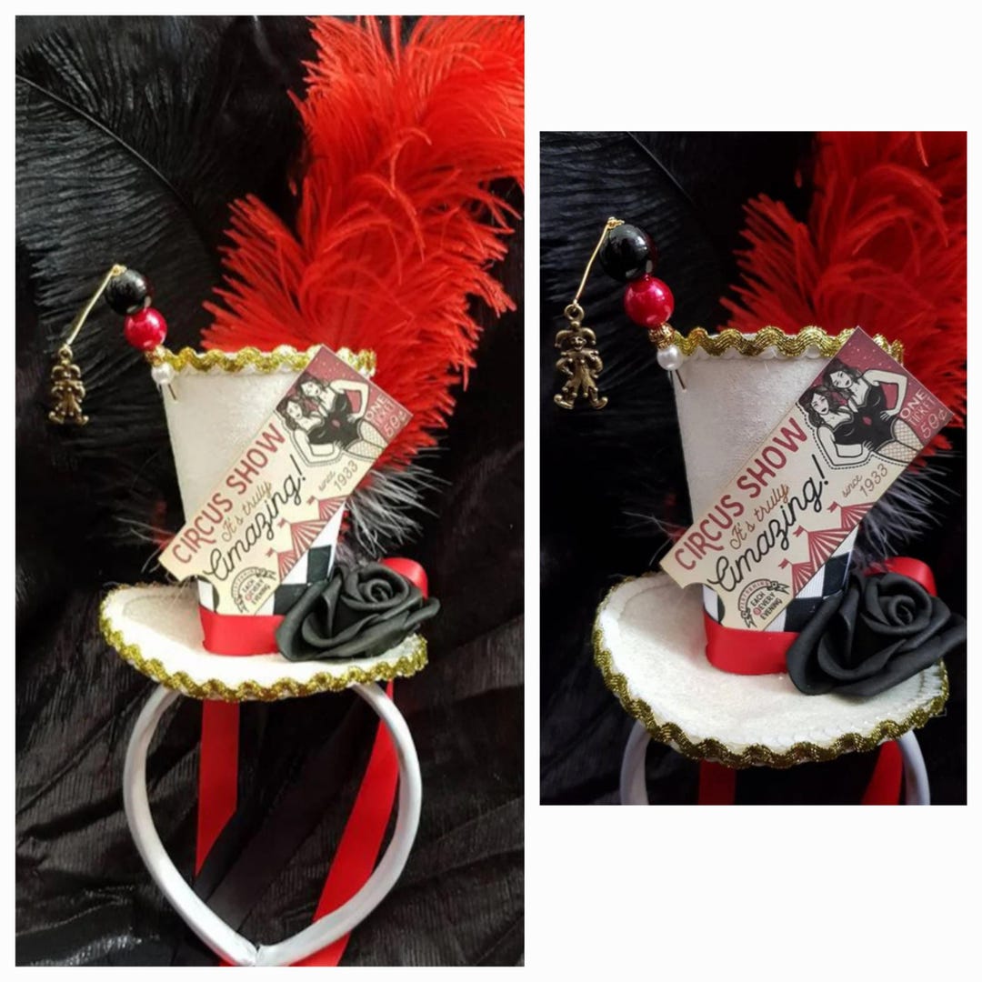 Circus Freakshow White Mini Top Hat Steampunk Cosplay Circus Ticket ...