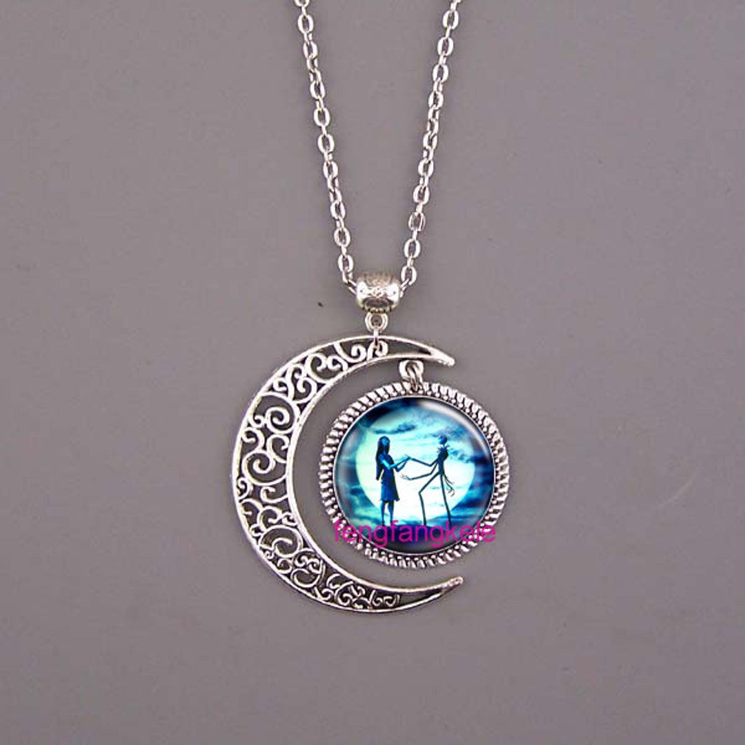 Nightmare Before Christmas Pendant: Custom Photo, Crescent Moon Jewelry ...