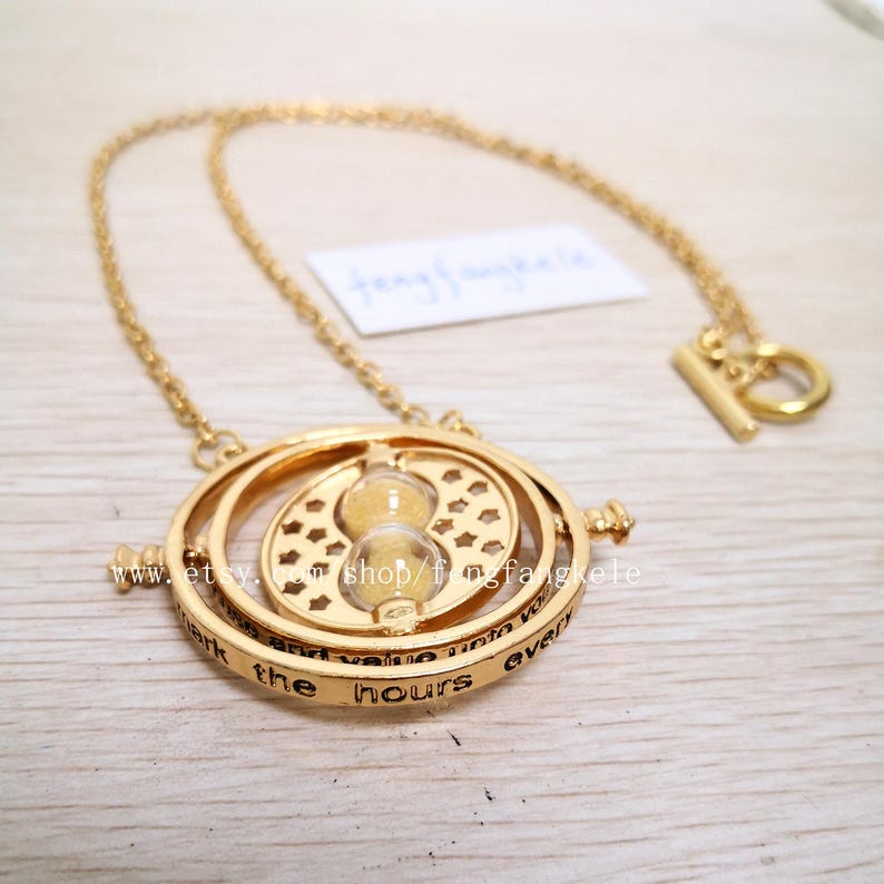 Gold Sand Timer Hourglass Necklace - Time Turner Style Pendant - Etsy