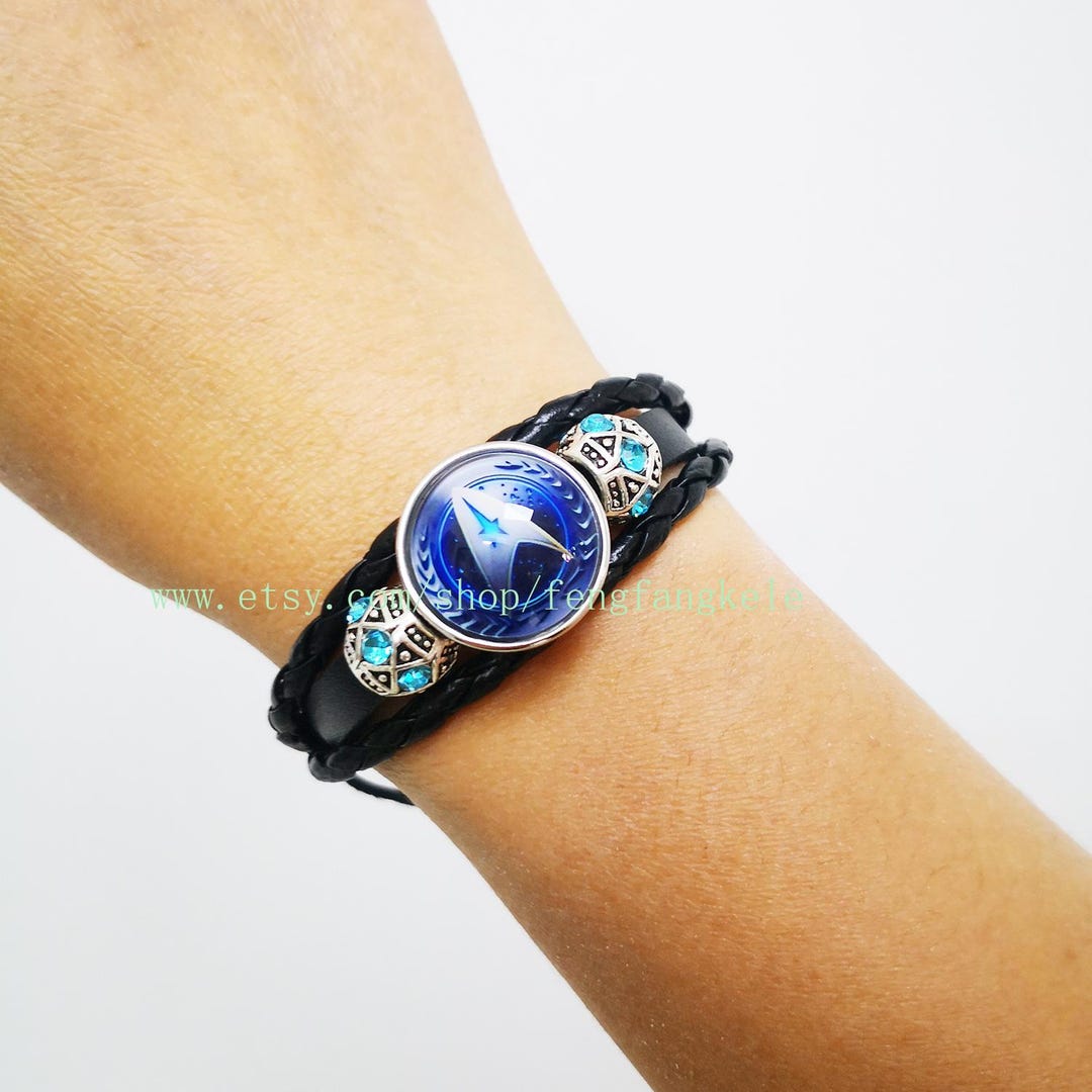 Star Navy Blue Mark Leather Bracelet Blue Star Jewelry Custom Pendant ...