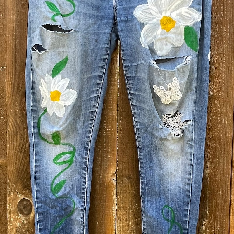 Handpainted Jeans - Etsy