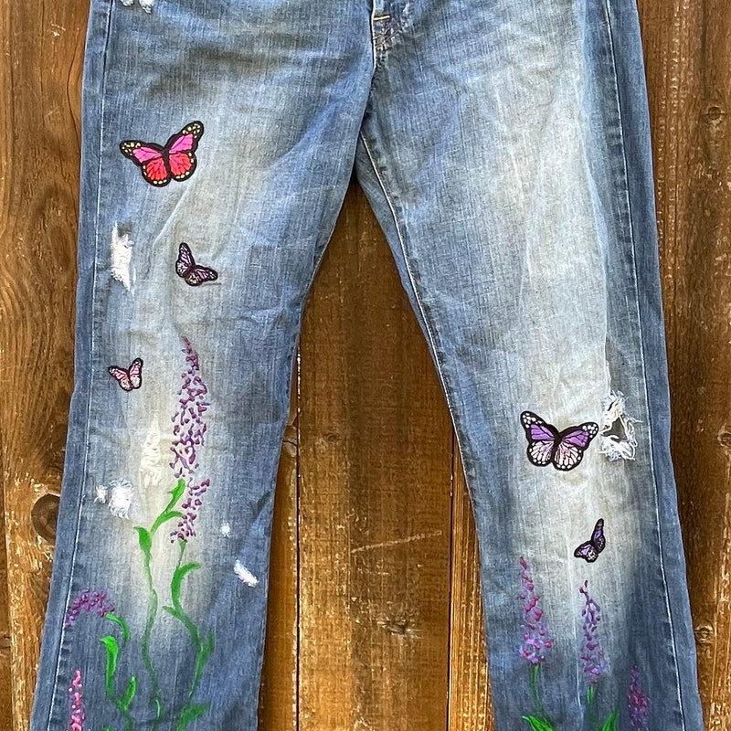 Hand Painted Jeans - Etsy