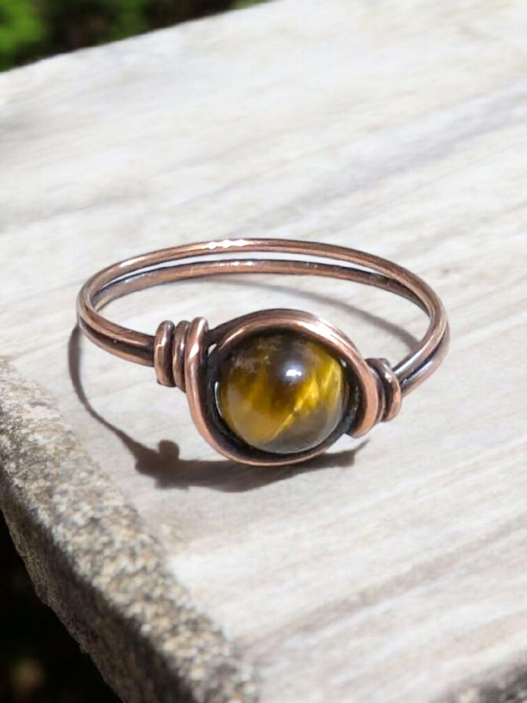 Grounding Ring - Tiger's Eye Stone - Copper Wire Wrapped- Men's Ring ...