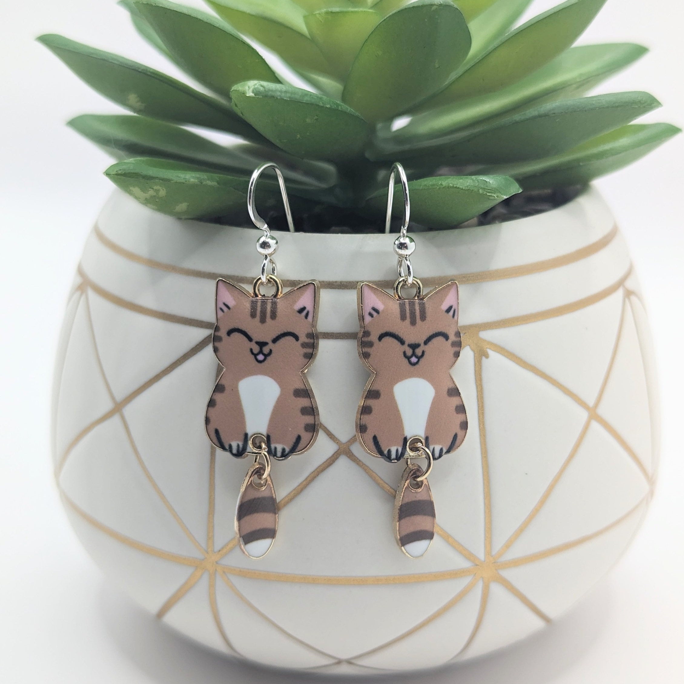 Cute Cat Earrings Sterling Silver Earrings Calico Cat Earrings Gifts ...