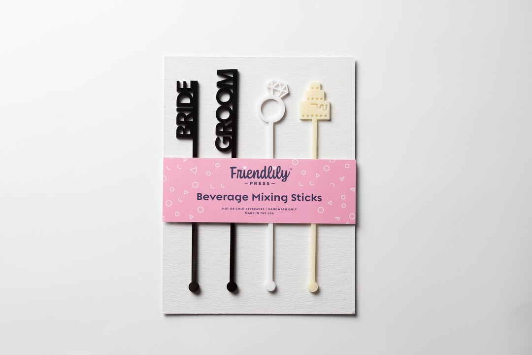 Wedding Bride + Groom Drink Stirrer Set - Etsy