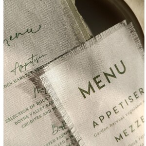 Fabric Menu, Wedding Fabric Menus, Green Printed Cotton Menu, Modern ...