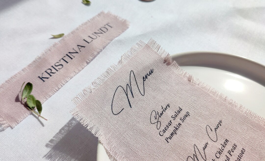 Linen Menu, Dusty Pink, Wedding Linen Menu, Modern Menu, Rustic Wedding ...
