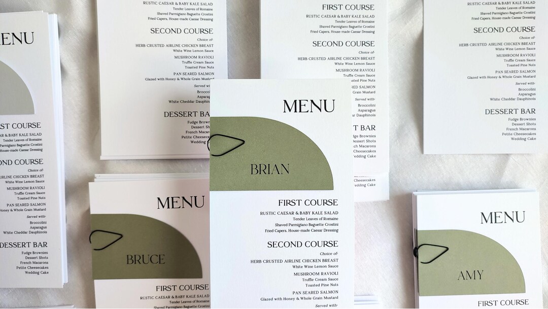 Sage Arch Place Card Wedding Menu, Modern Green Menus - Etsy