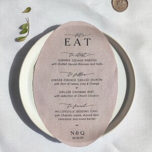 Linen Menu, Dusty Pink, Oval Menu, Wedding Linen Menu, Modern Menu ...