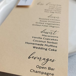 Peach Menu, Elegant Menu Card, Velvet Ribbon Menu Card, Printed Menu ...