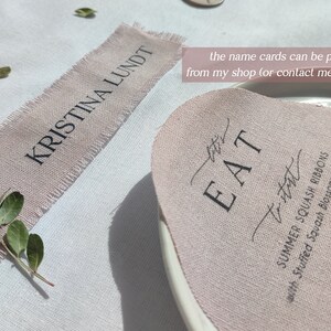 Linen Menu, Dusty Pink, Oval Menu, Wedding Linen Menu, Modern Menu ...