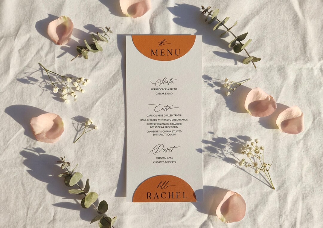 Orange Menus, Arch Place Card, Arched Bright Wedding Menu - Etsy UK