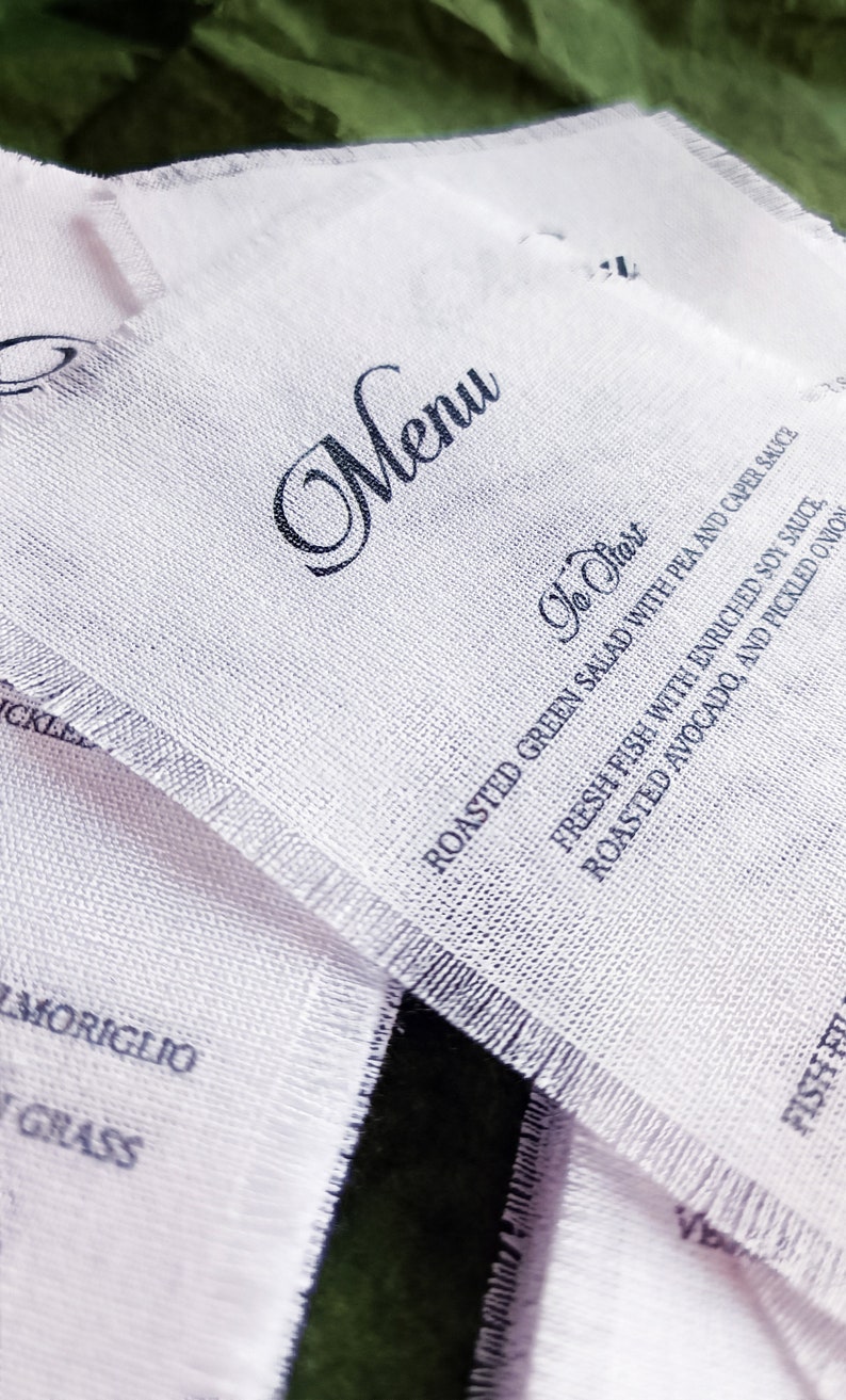 Fabric Menu Wedding Fabric Menus Let's Eat Modern Menu - Etsy