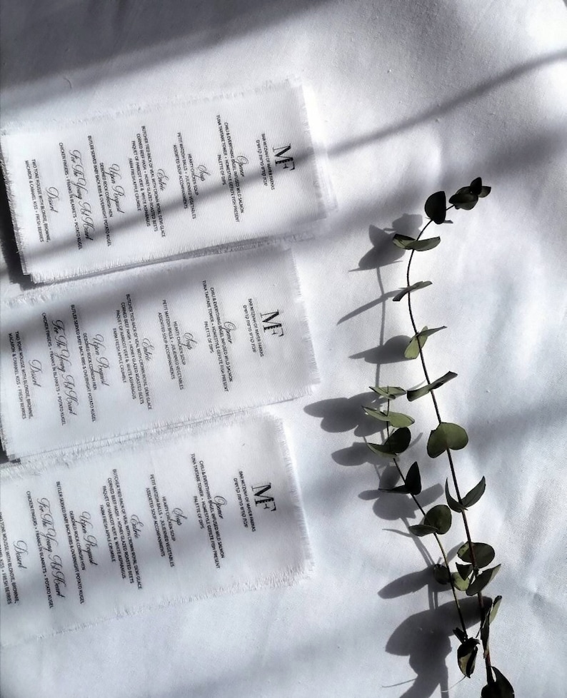 Fabric Menu Wedding Fabric Menus Let's Eat Modern Menu - Etsy