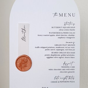 Arch Menu, Wax Seal Menu, Place Cards Included, Printed Arch Wedding ...