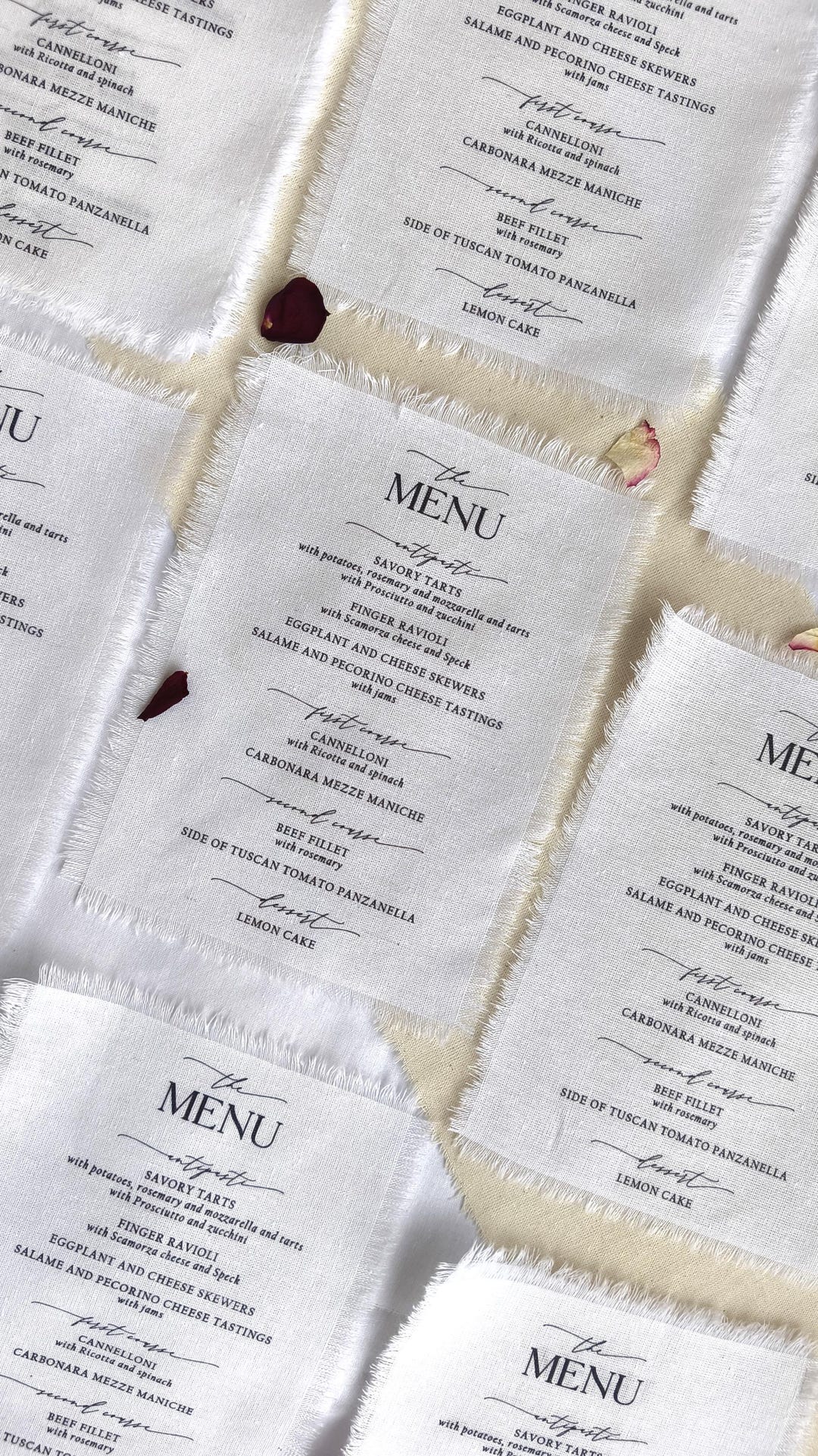 Fabric Menu, Fabric Wedding Menus in White or Natural Cotton - Etsy