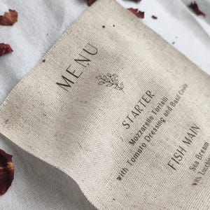 Linen Menu Printed Linen Wedding Menu Natural Beige Linen Menu Light ...