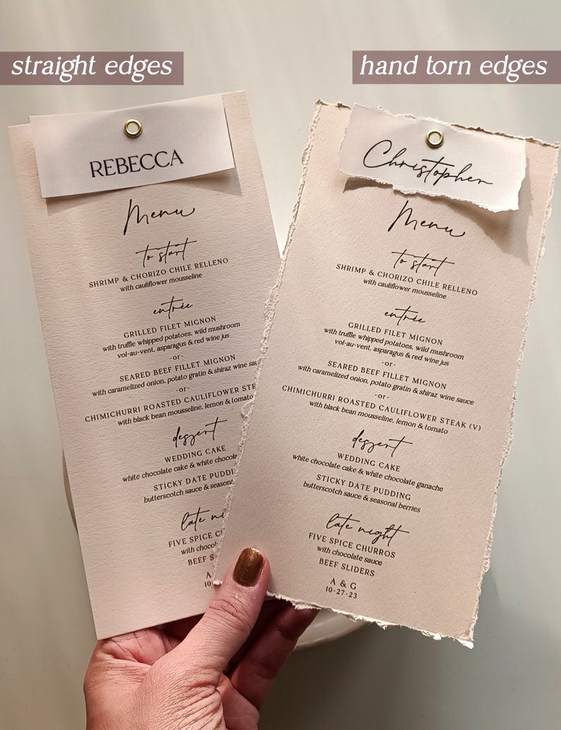Neutral Wedding Menu Card: Biscuit Shade, Vellum Place Card & Tassel - Etsy