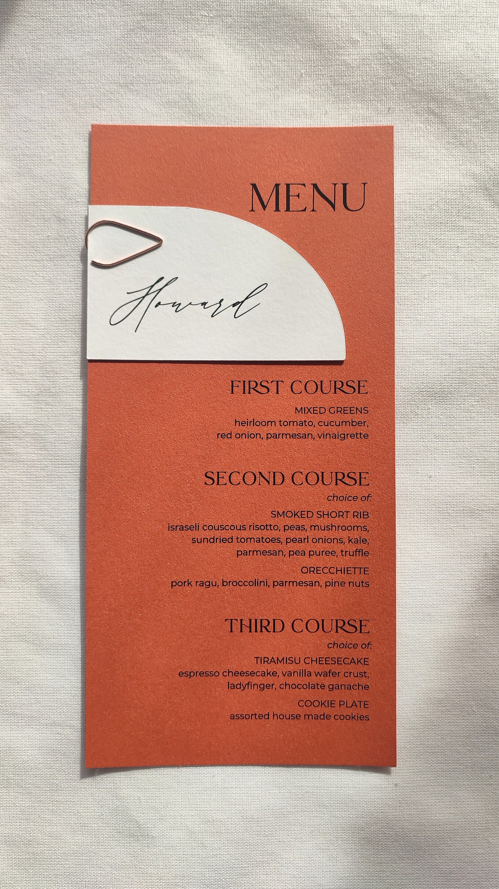Burnt Orange Wedding Menu: Arch Place Card, Modern Print, Terracotta - Etsy