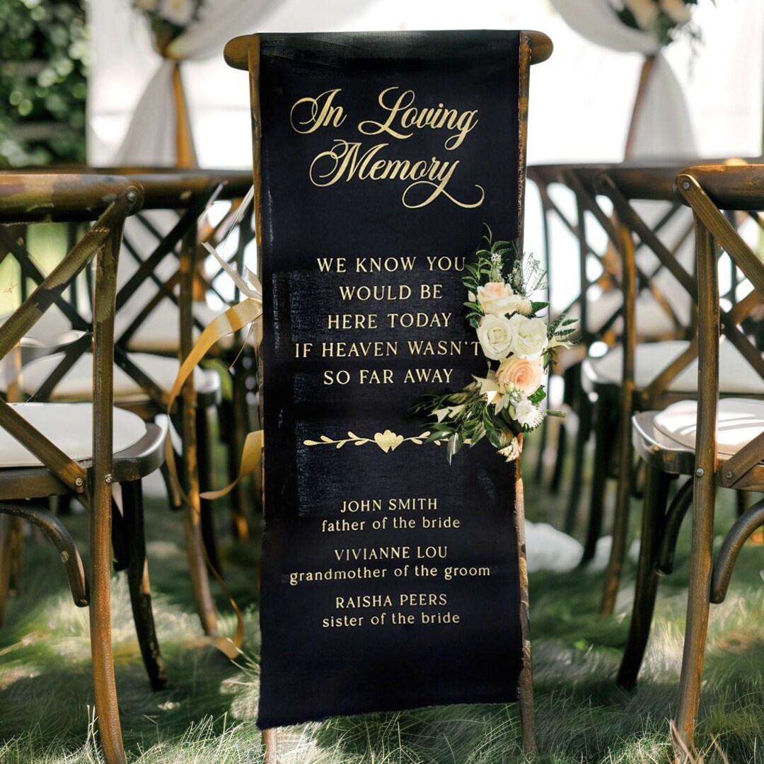 Memorial Linen Sign, Black and Gold, in Loving Memory, Fabric Sign, in ...