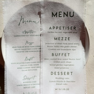 Fabric Menu, Wedding Fabric Menus, Green Printed Cotton Menu, Modern ...