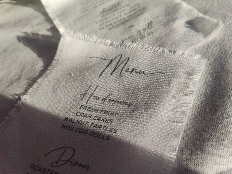 Fabric Menu Wedding Fabric Menus Let's Eat Modern Menu - Etsy