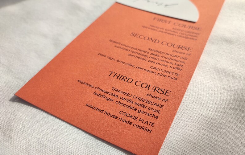 Burnt Orange Wedding Menu: Arch Place Card, Modern Print, Terracotta - Etsy