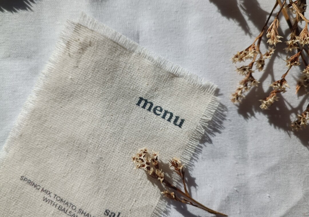 Fabric Menu, Wedding Fabric Menus, Let's Eat, Modern Menu, Rustic ...