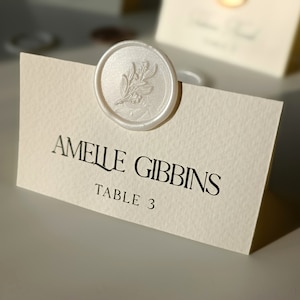 Wax Seal Place Cards, Ivory Name Cards, Wedding Escort Cards, Elegant ...