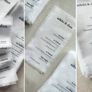 Fabric Menu, Wedding Fabric Menus, Let's Eat, Modern Menu, Rustic ...