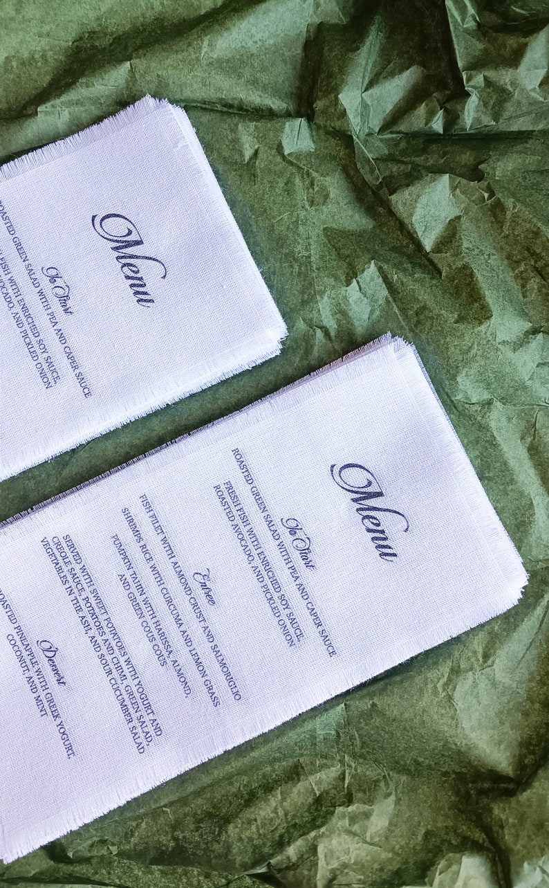 Fabric Menu Wedding Fabric Menus Let's Eat Modern Menu - Etsy