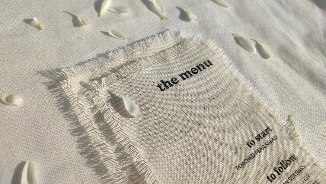 Fabric Wedding Menu, Natural Cotton Wedding Menus - Etsy