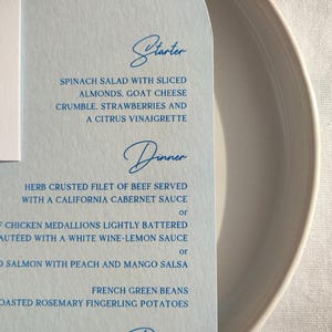 Blue Wedding Menu, Half Arch Light Blue Menus With Wax Seal, Place Card ...