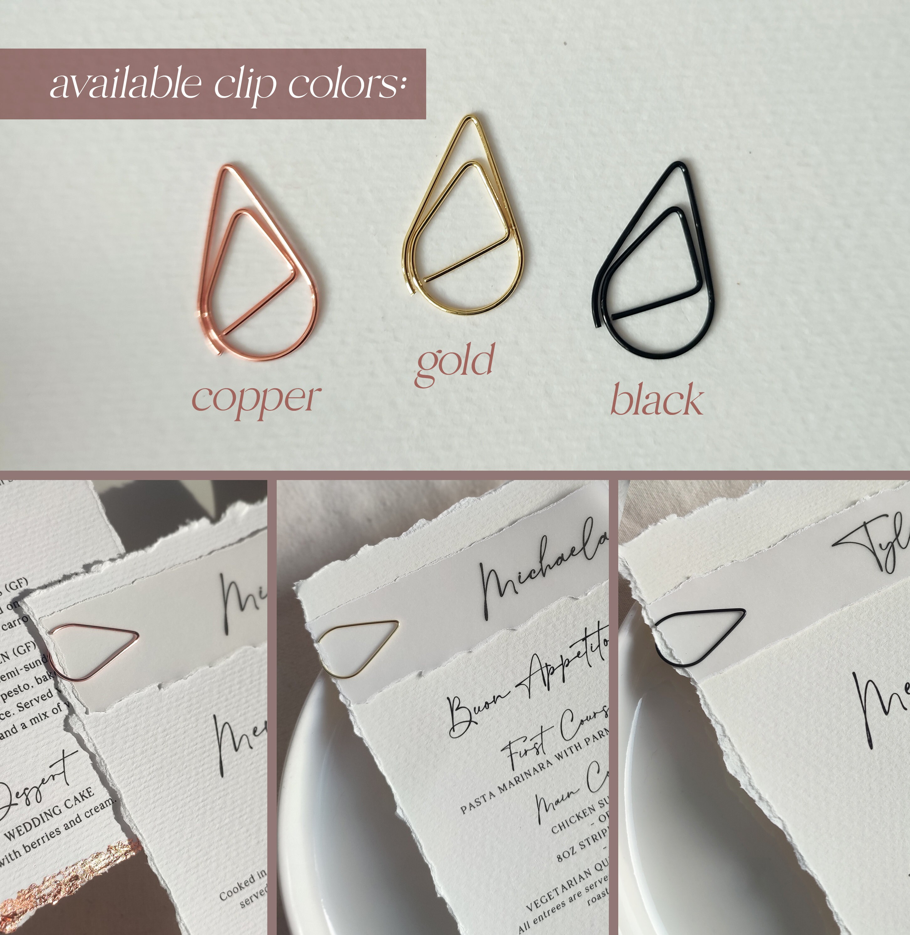 Wedding Menu With Vellum Place Card & Clip: Textured Ivory Cardstock - Etsy