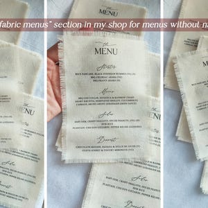 Fabric Menu With Names, Place Cards, Vellum Name Cards on Natural ...