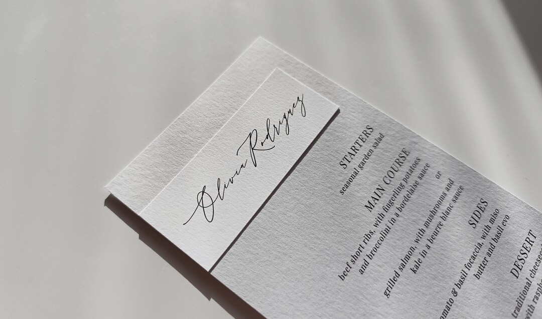 Light Grey Menu With Name Cards, Minimal Menu, Place Card Menu, Light ...