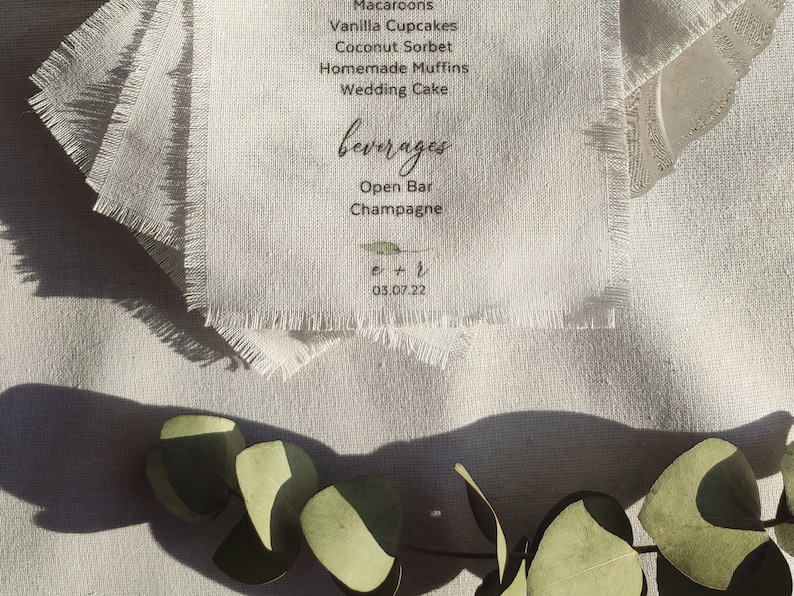 Fabric Menu Wedding Fabric Menus Eucalyptus Menu Rustic - Etsy